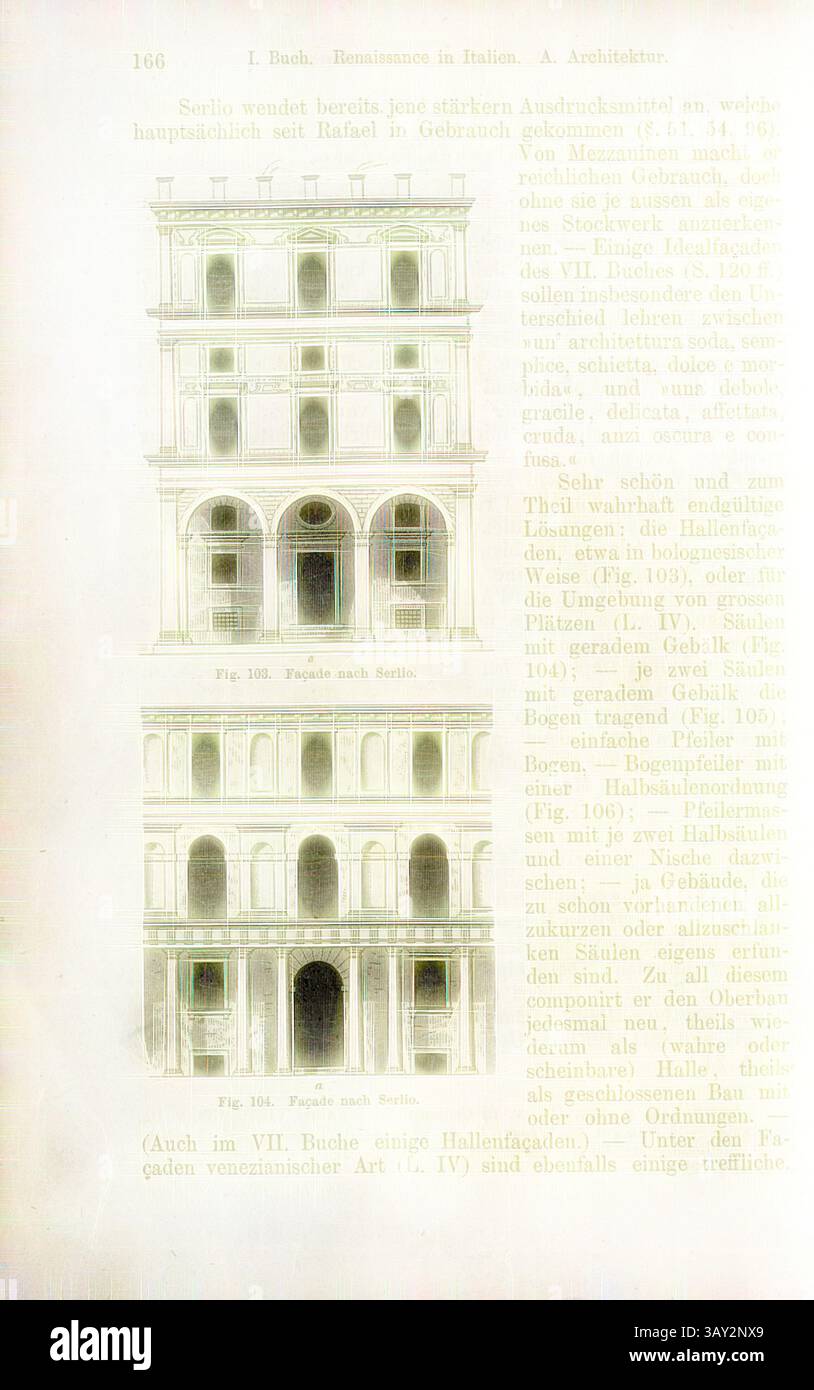 An architectural illustration showcases the façade of a Renaissance ...