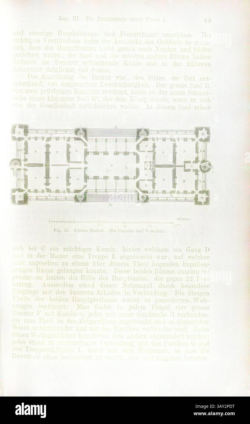 A detailed architectural plan of a historic building layout, featuring ...