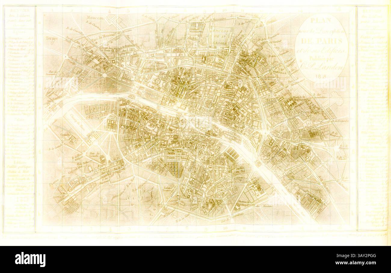A historical map of Paris from 1806, showcasing the city's layout with ...