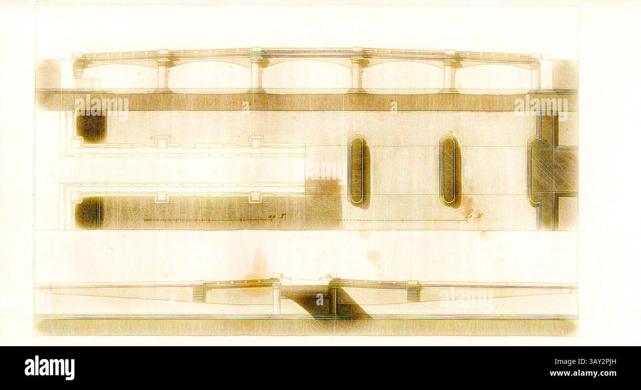 A detailed architectural plan showcases a series of arches and ...
