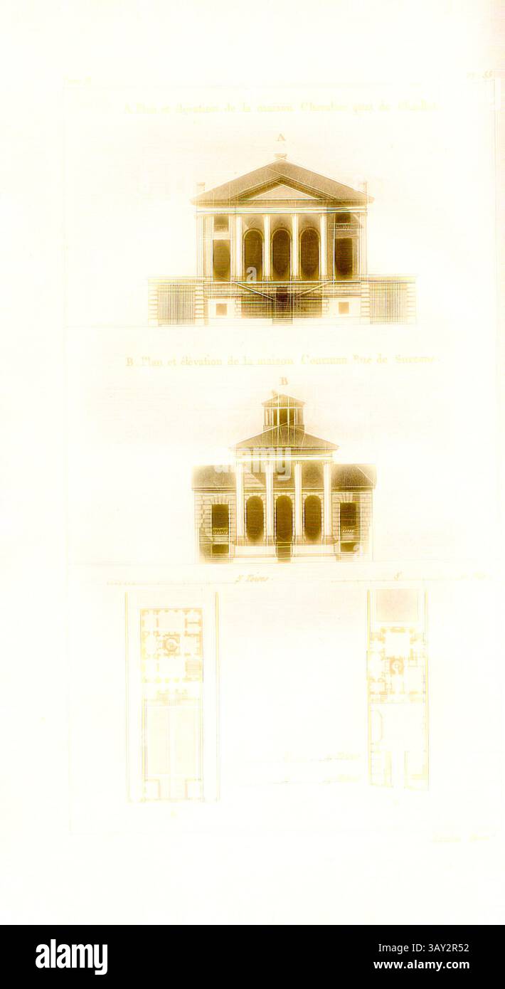 A detailed architectural drawing showcasing two different views of a ...