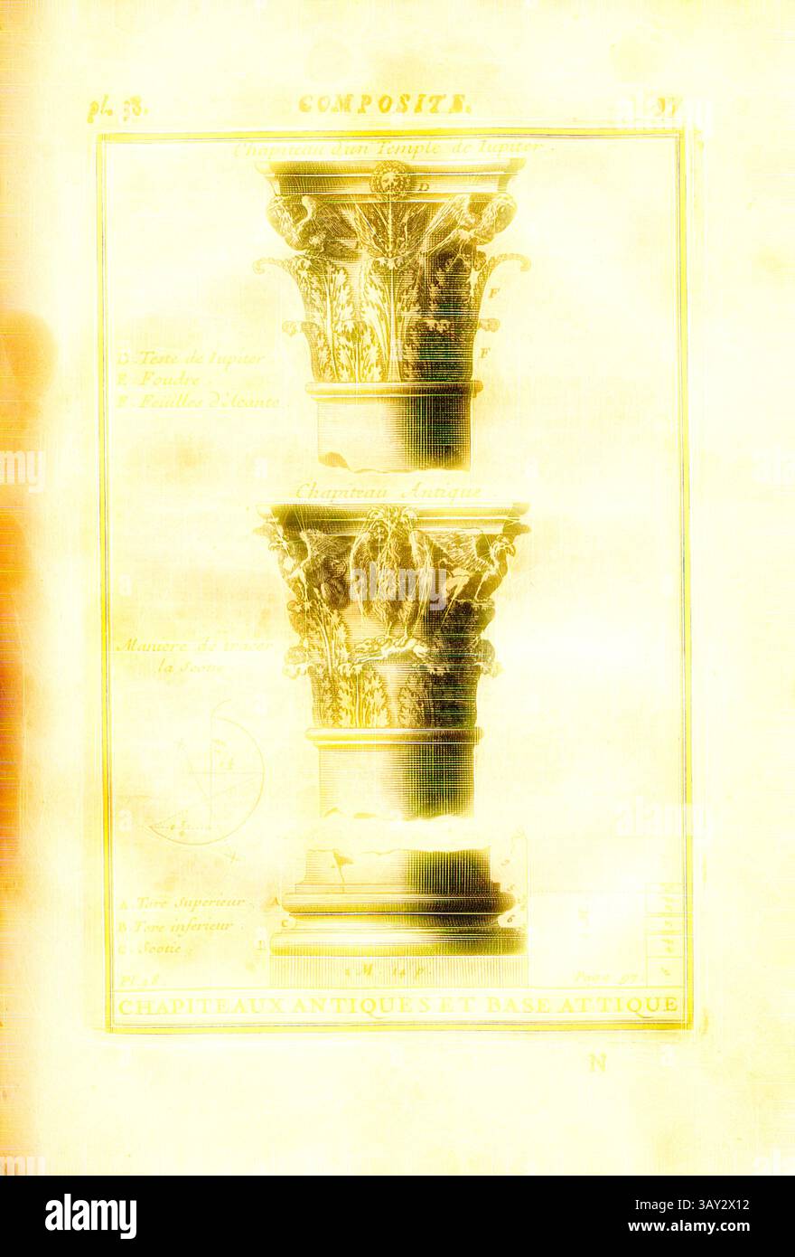 Detailed illustration of two ornate column capitals hi-res stock ...