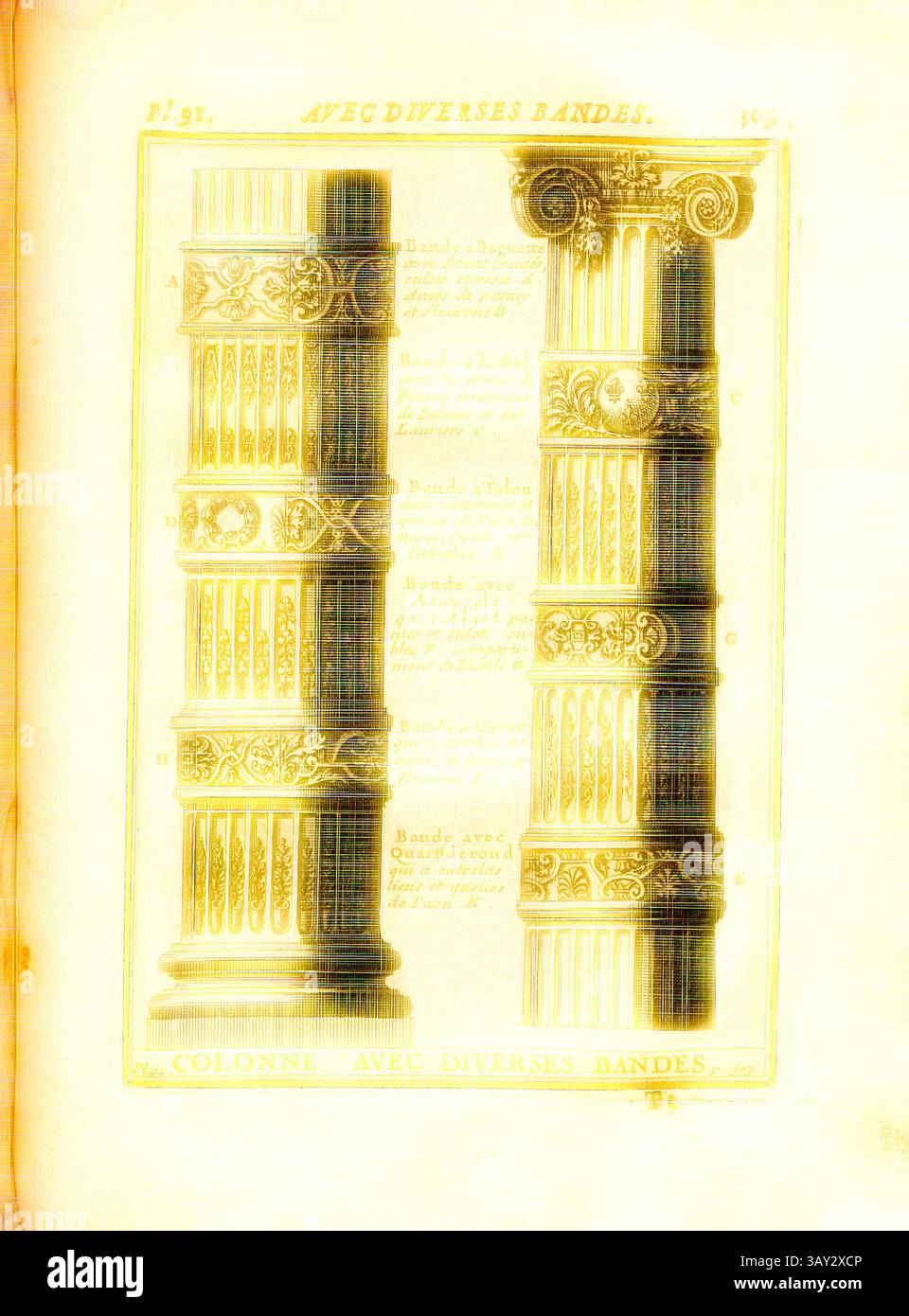 Intricate illustration of two ornate architectural columns hi-res stock ...