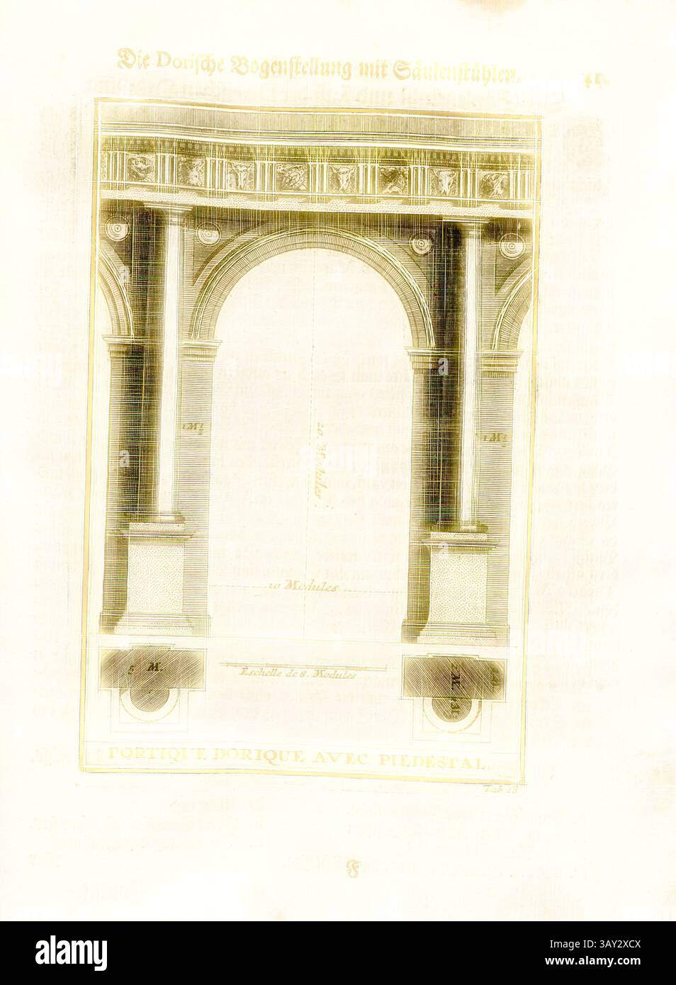 An architectural illustration featuring a series of Doric columns and ...