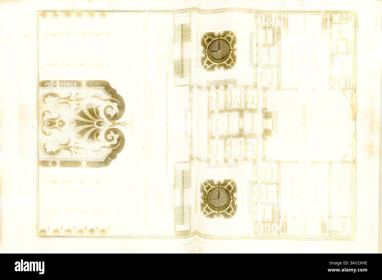 A detailed architectural plan featuring intricate decorative elements ...