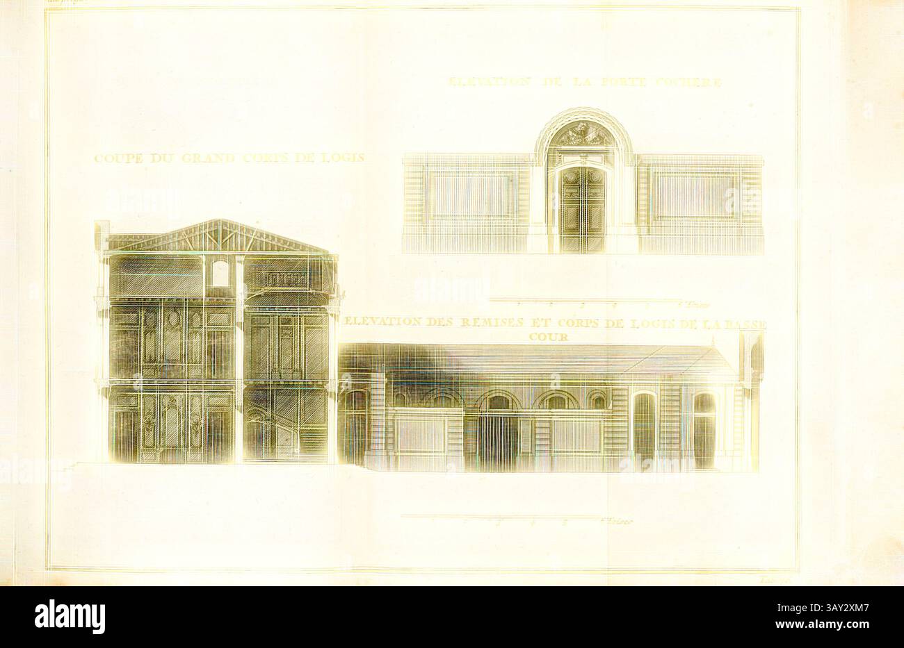Architectural drawing showcasing detailed elevations and cross-sections ...