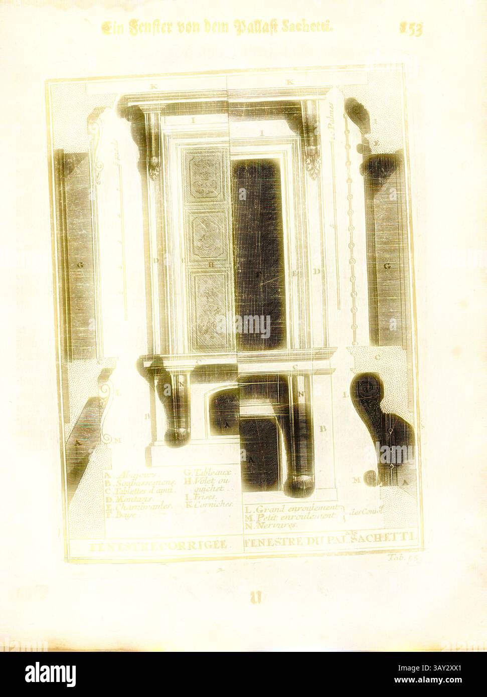 An architectural illustration showcases an ornate window design ...