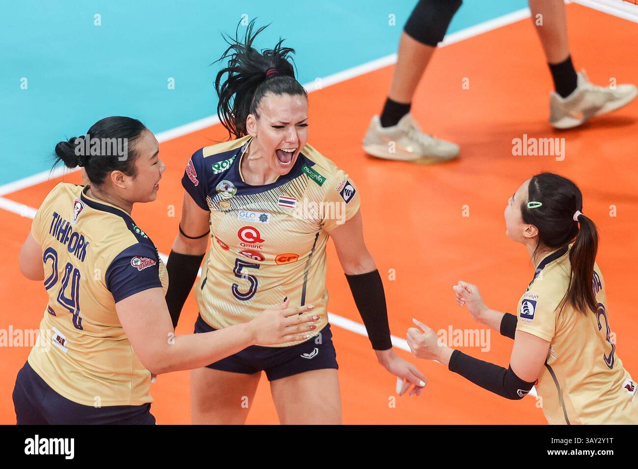 Pasig City, Philippines. 22nd Apr, 2025. Players of Thailand's Nakhon ...