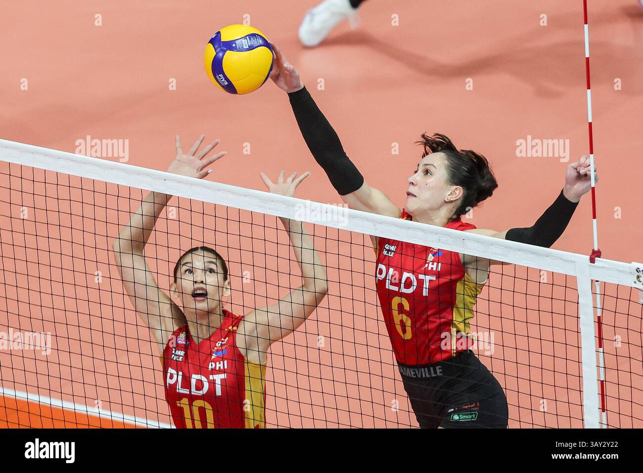 Pasig City, Philippines. 22nd Apr, 2025. Savannah Dawn Davison (R) of ...