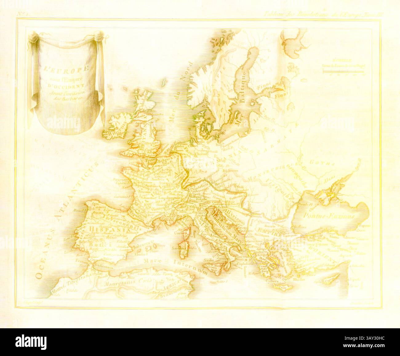 A vintage map of Europe featuring intricate details, including country ...
