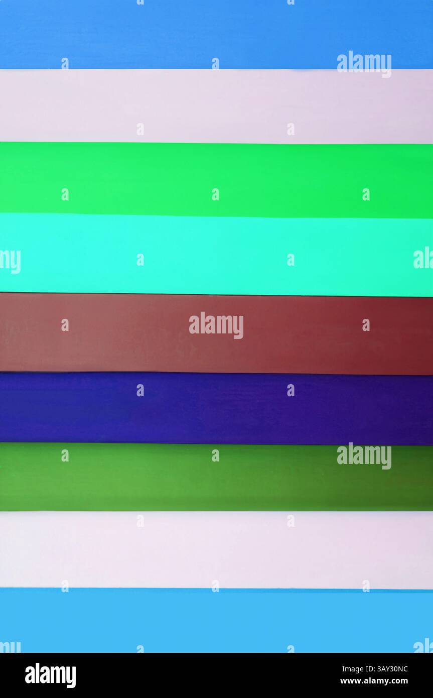 Multi-colored horizontal stripes pattern wooden wall for abstract ...