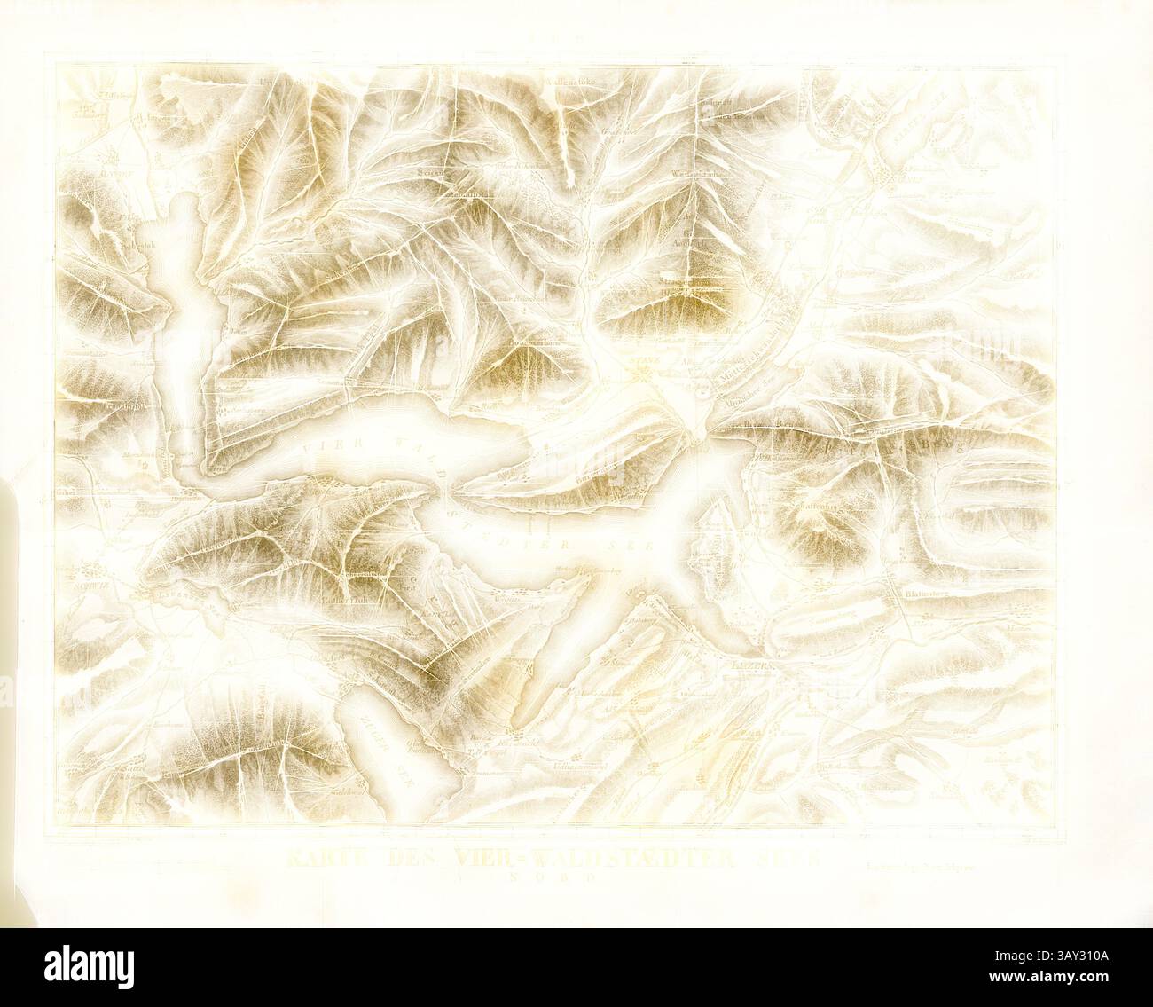 A detailed topographic map illustrating mountainous terrain, lakes, and ...