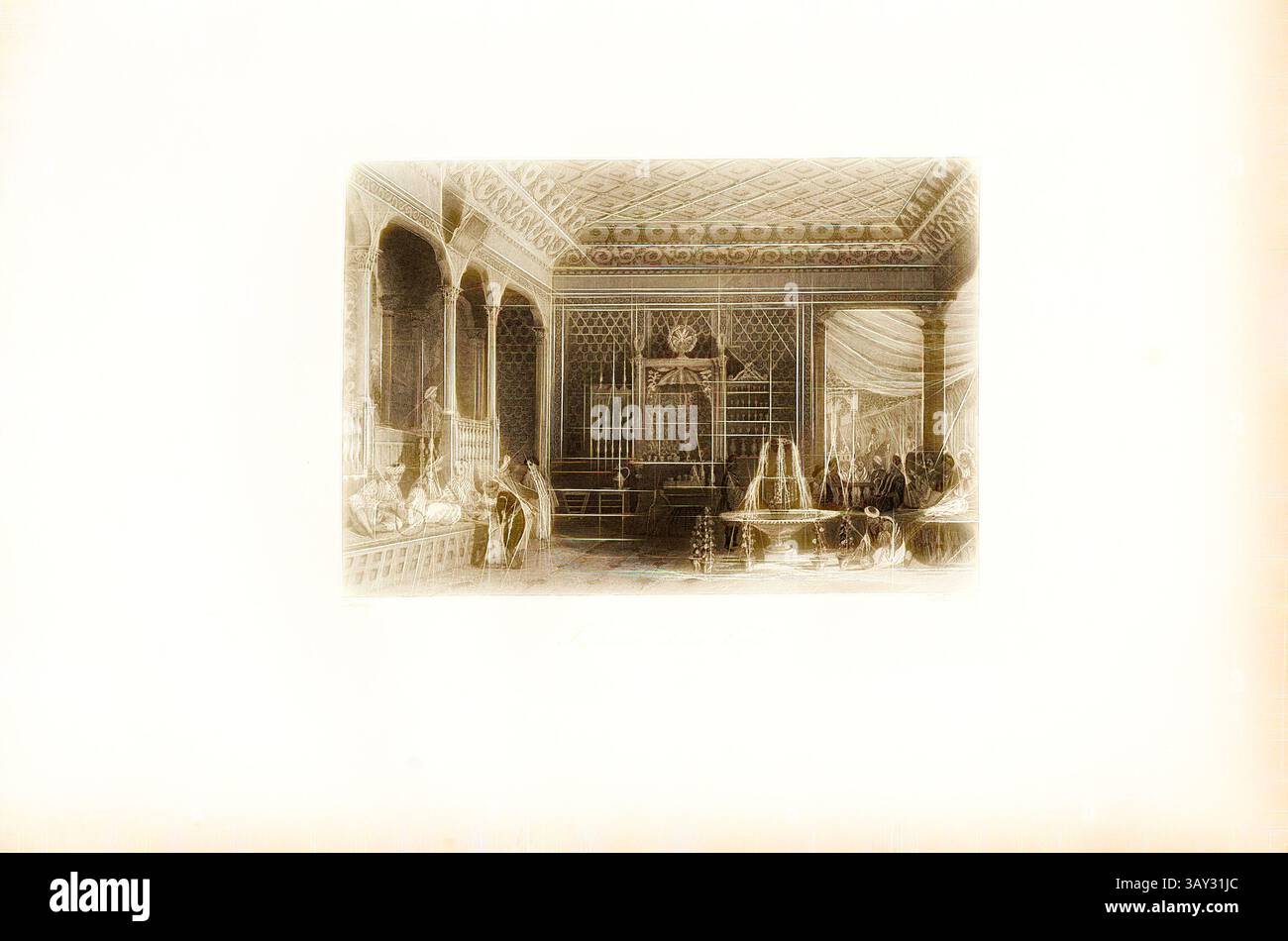 An opulent interior showcases elaborate architectural details ...
