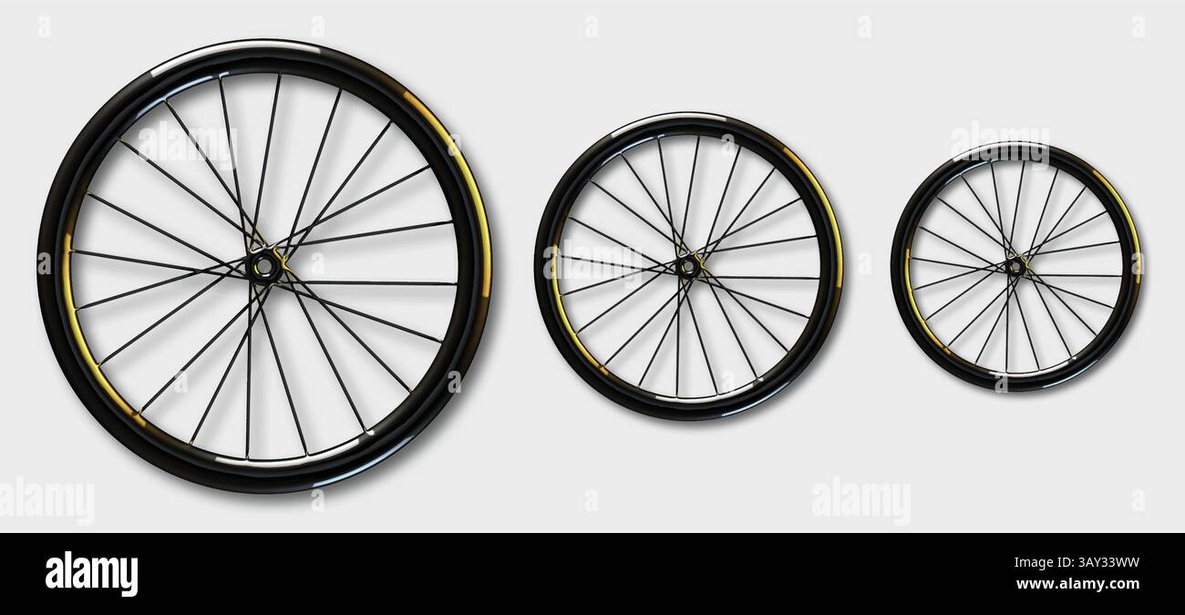 Three Different Sizes of Bicycle Wheels Stock Vector Image & Art - Alamy