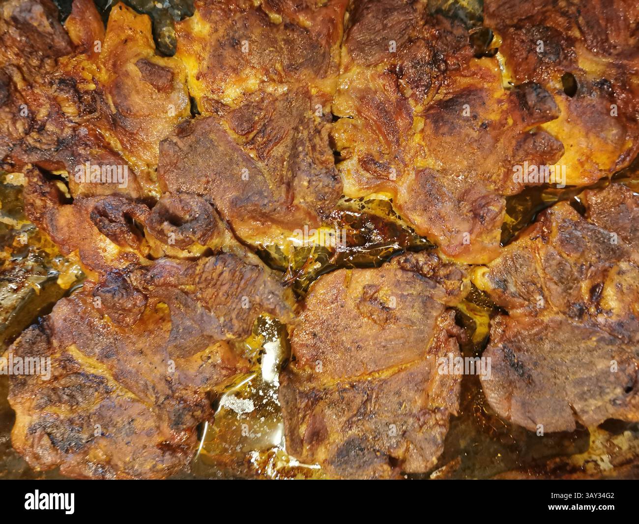 grilled pork meat texture as nice background Stock Photo - Alamy