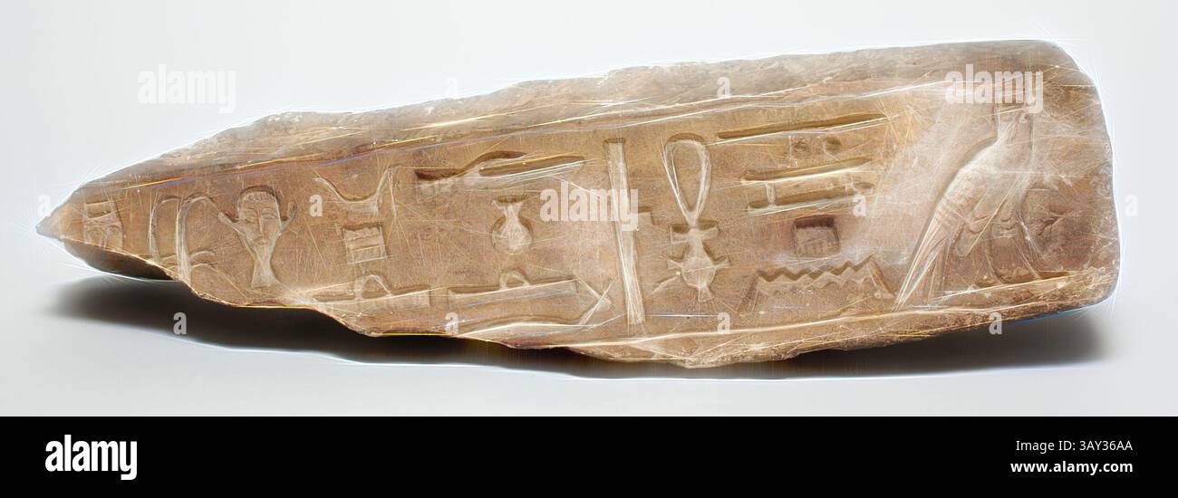 An ancient stone artifact featuring intricate hieroglyphs that depict ...