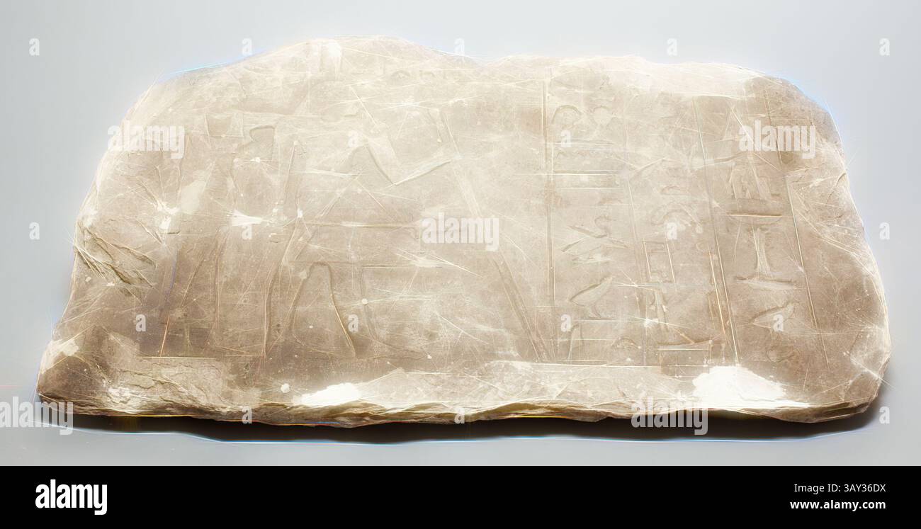 An ancient stone tablet featuring intricate carvings that depict ...