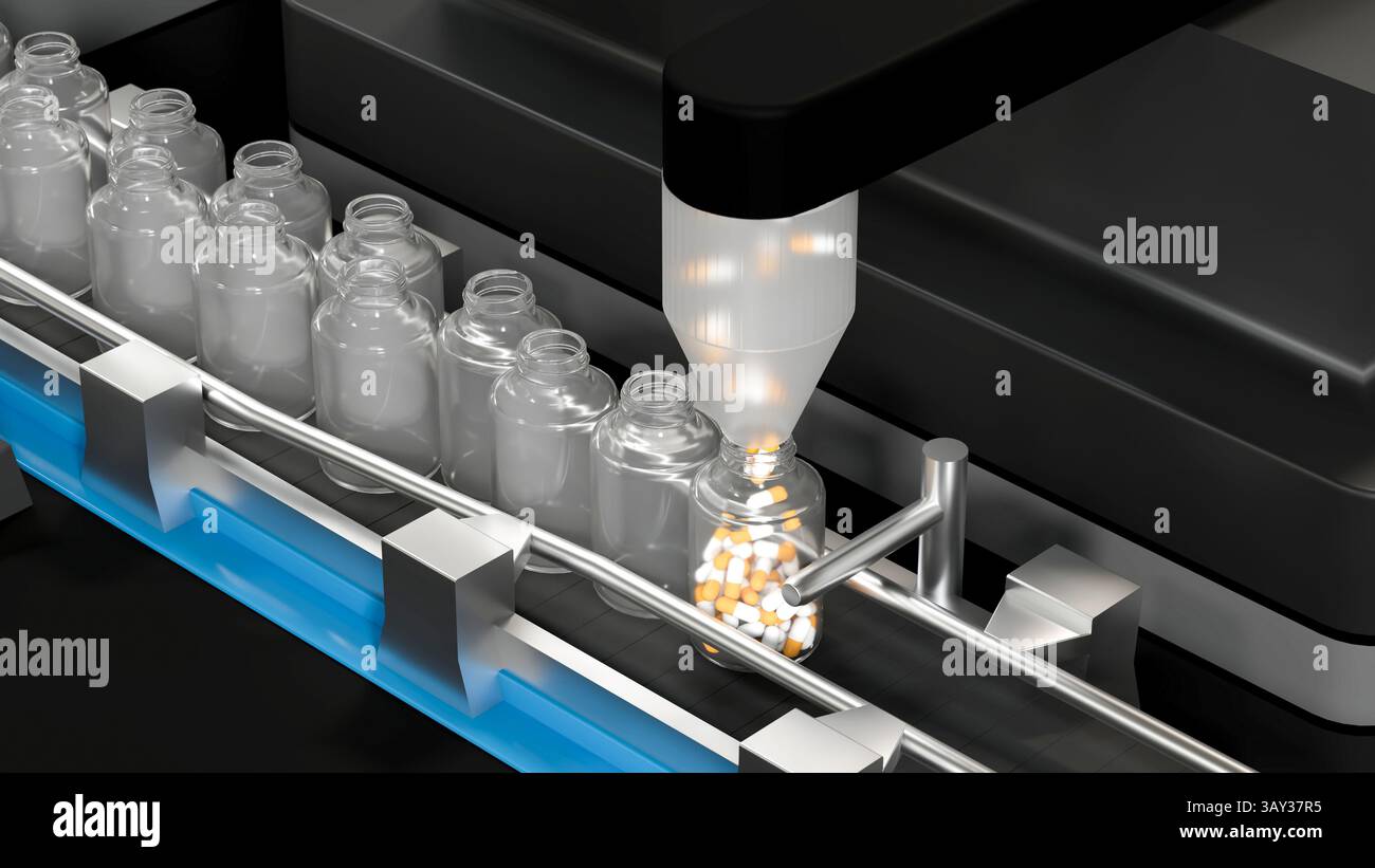 capsule conveyor in a laboratory drug manufacturing plant - 3D ...