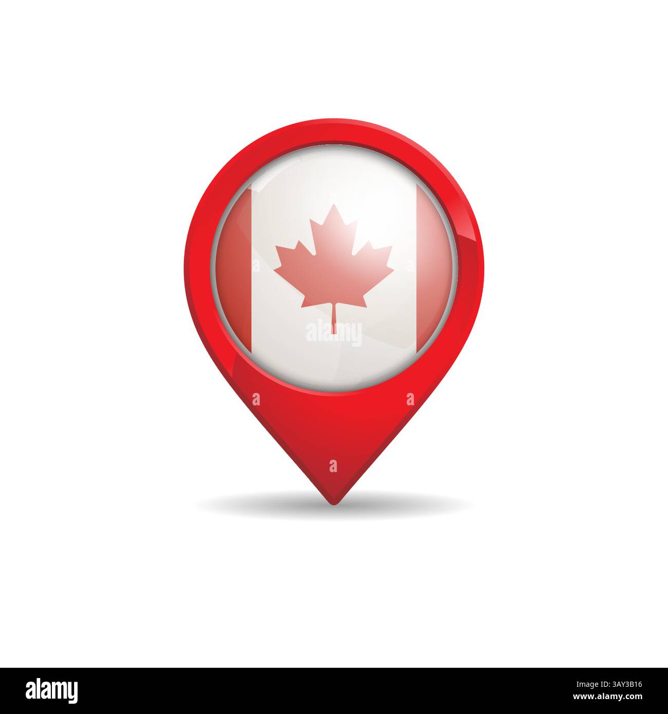 Realistic Canada flag with map pin vector illustration Stock Vector ...