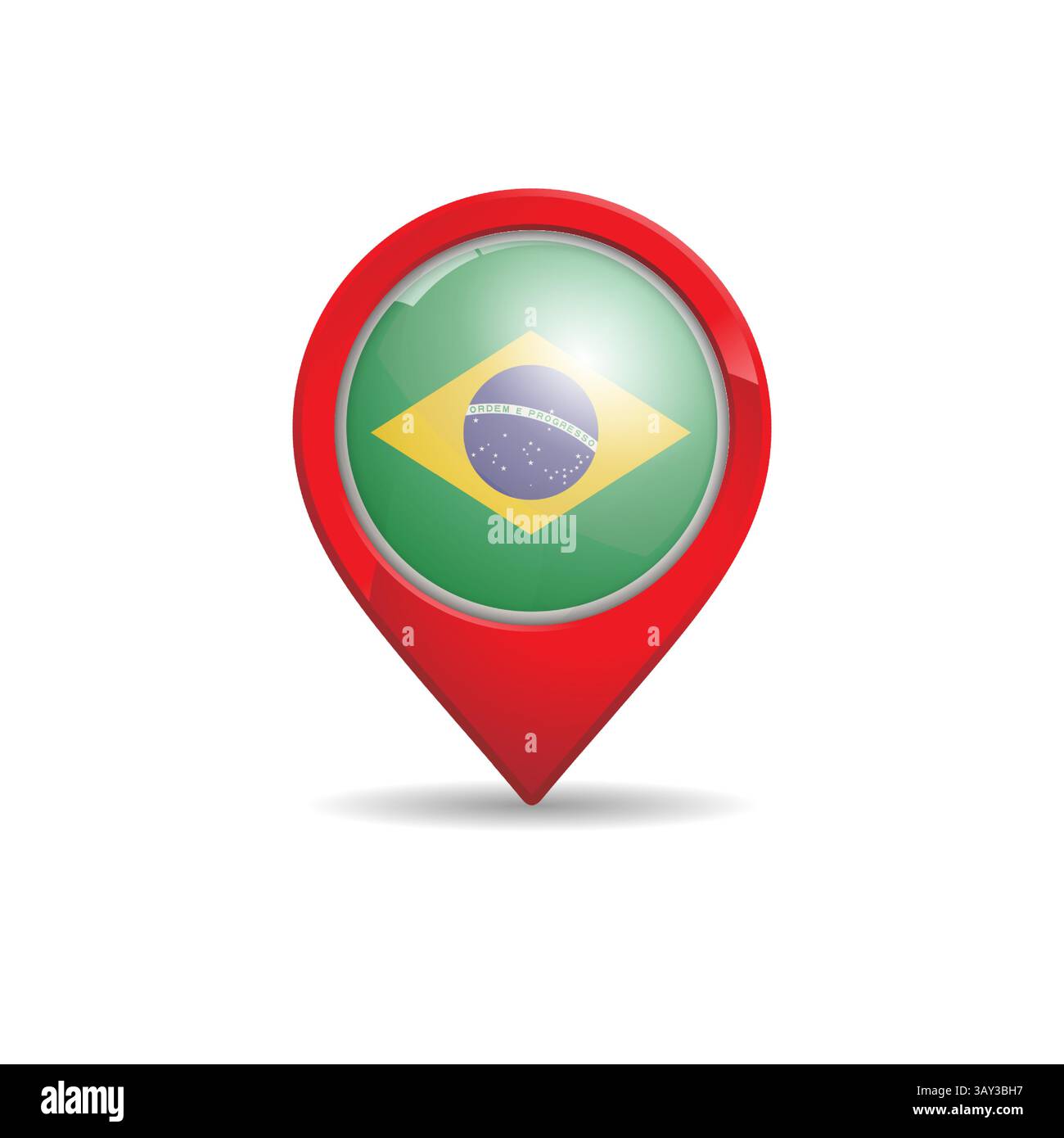 Realistic Brazil flag with map pin vector illustration Stock Vector ...