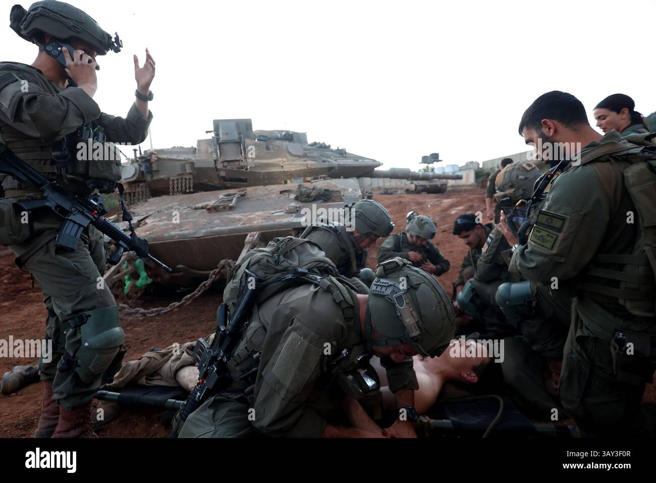 Kiryat Shmona, Lebanon. 21st Apr, 2025. Israeli soldiers take part in a ...
