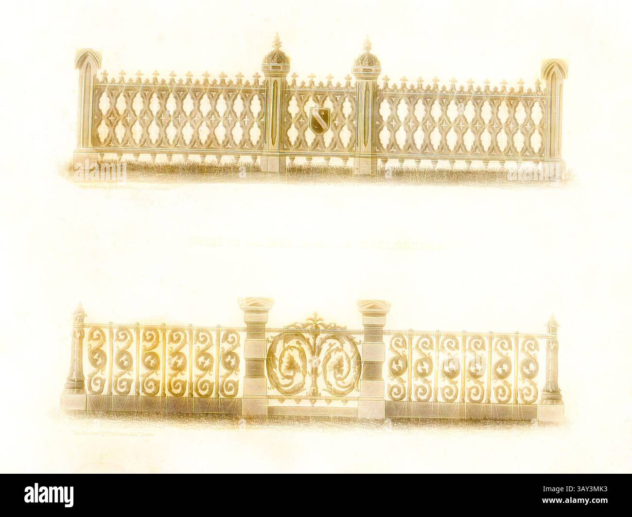 An ornate fence design featuring intricate patterns and decorative ...