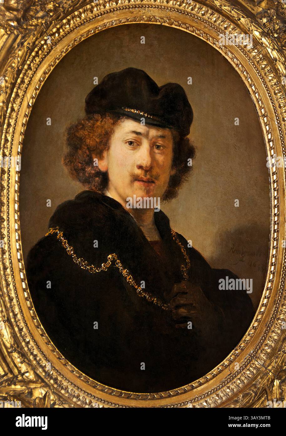 Self portrait with toque and gold chain 1633 Rembrandt, Harmensz van ...