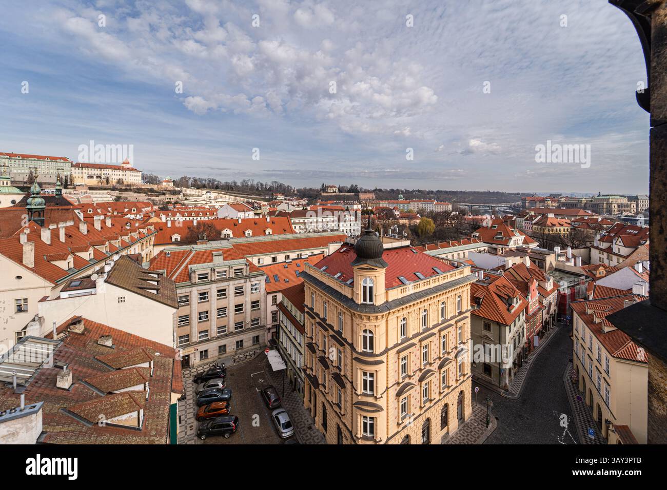 "A wide-angle view of Prague's scenic cityscape showing colorful ...