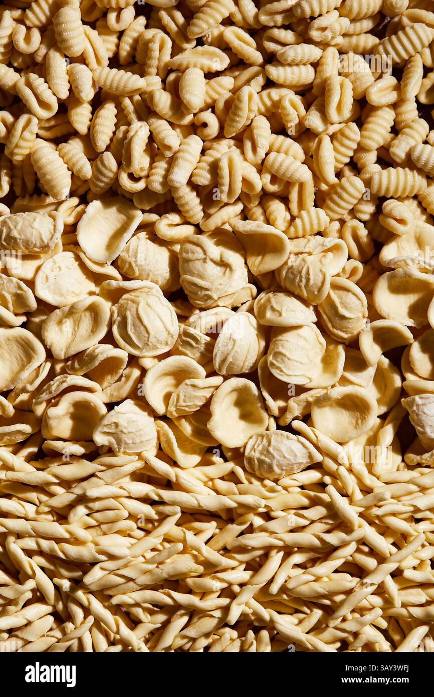 From above, this image showcases a variety of fresh homemade pasta ...