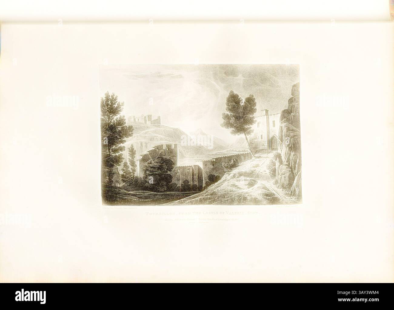 A serene landscape showcasing a ruined castle perched on a distant hill ...