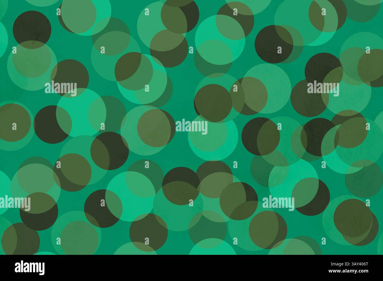 A pattern of overlapping translucent green circles creates a vibrant ...