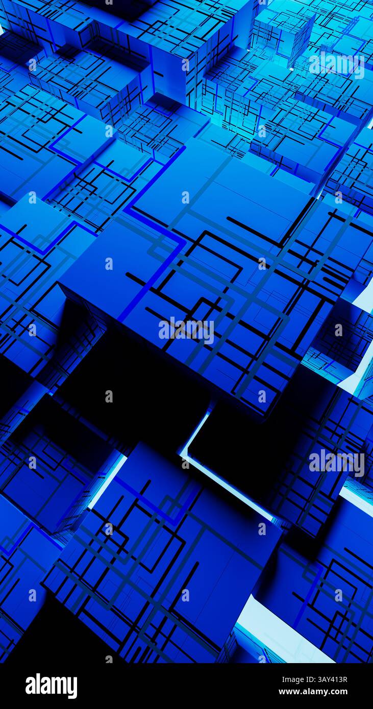 Abstract digital interface blue grid hi-res stock photography and images - Alamy