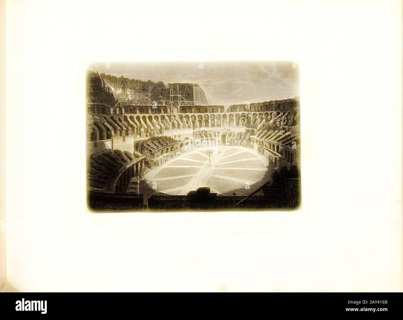 A grand ancient amphitheater, featuring tiered seating and a circular ...