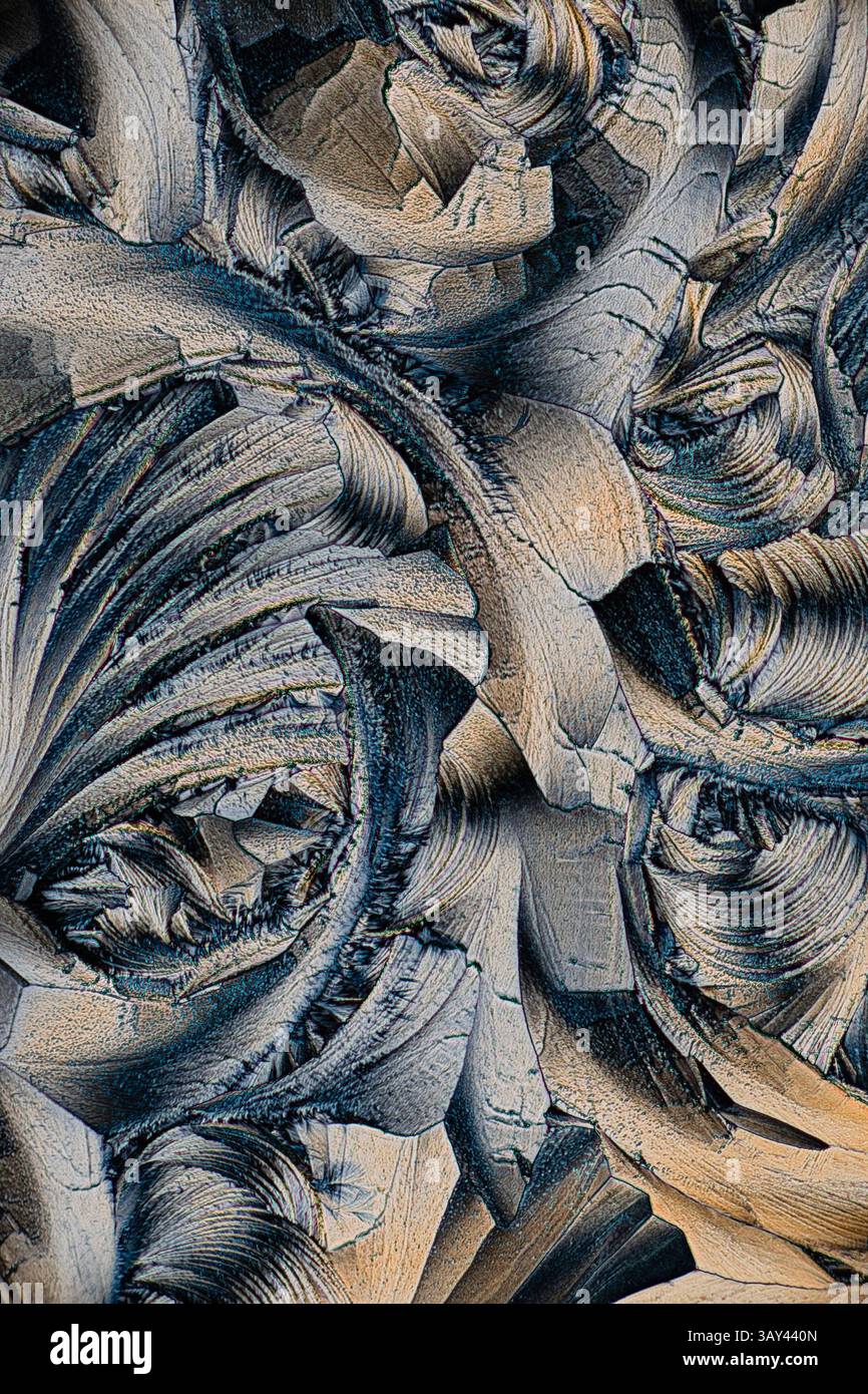 High-resolution image displaying intricate microcrystals of salicylic ...