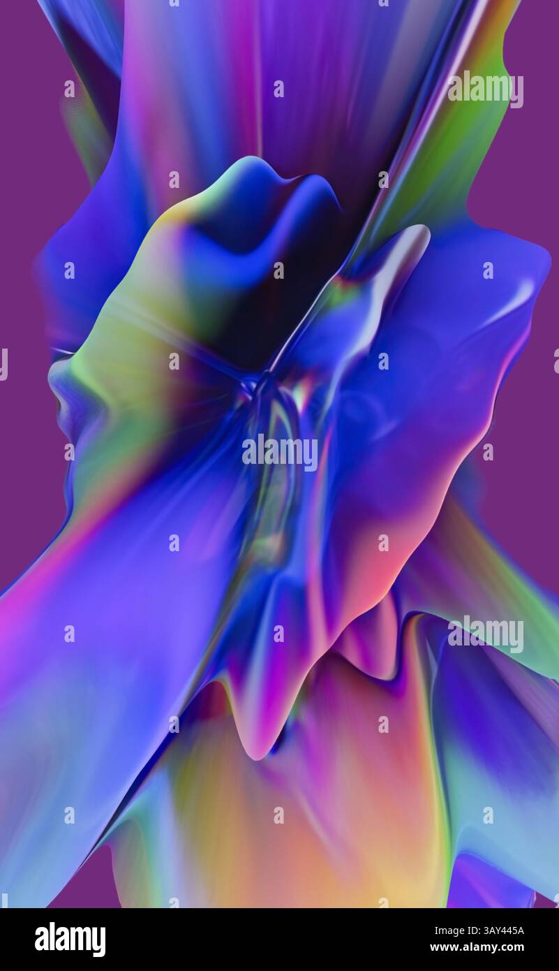 A visually striking 3D extrusion design displaying vibrant, holographic ...