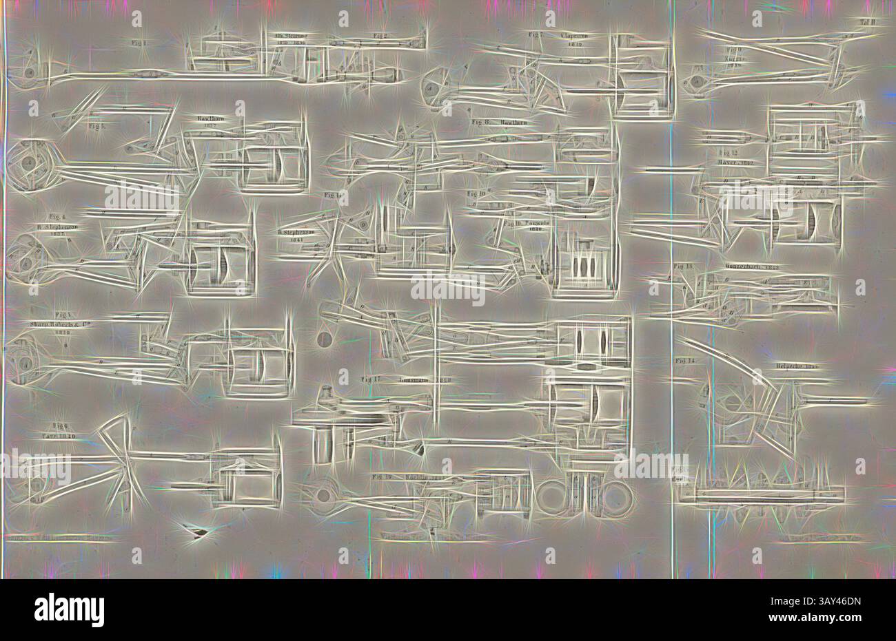 A collection of intricate, abstract line drawings depicting various ...