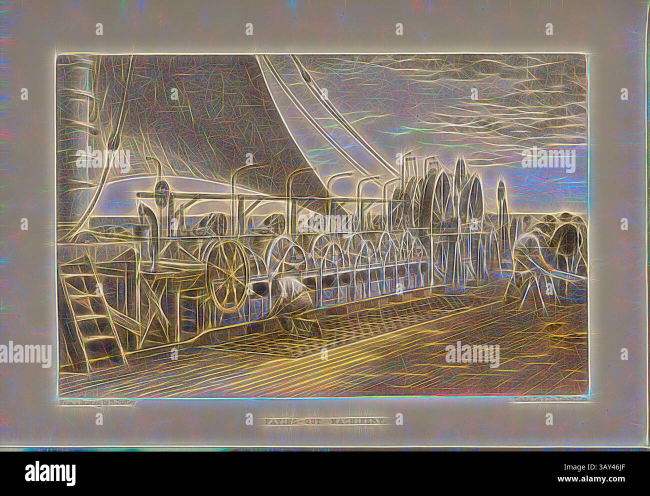 A vintage scene depicting the deck of a historic ship, featuring ...