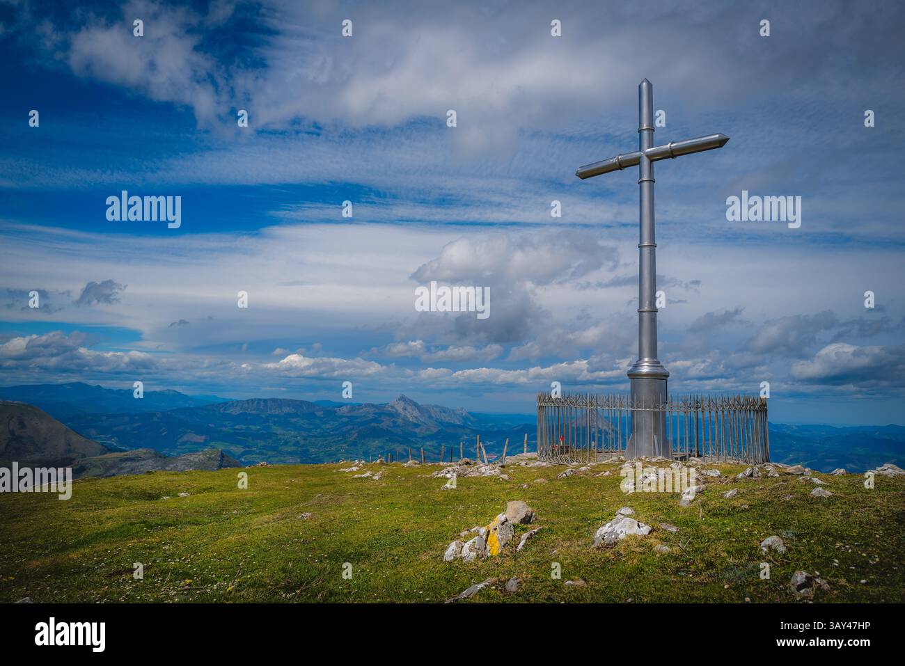 Image of the Cross of Mount Aloña in Oñati, Basque Country Stock Photo ...