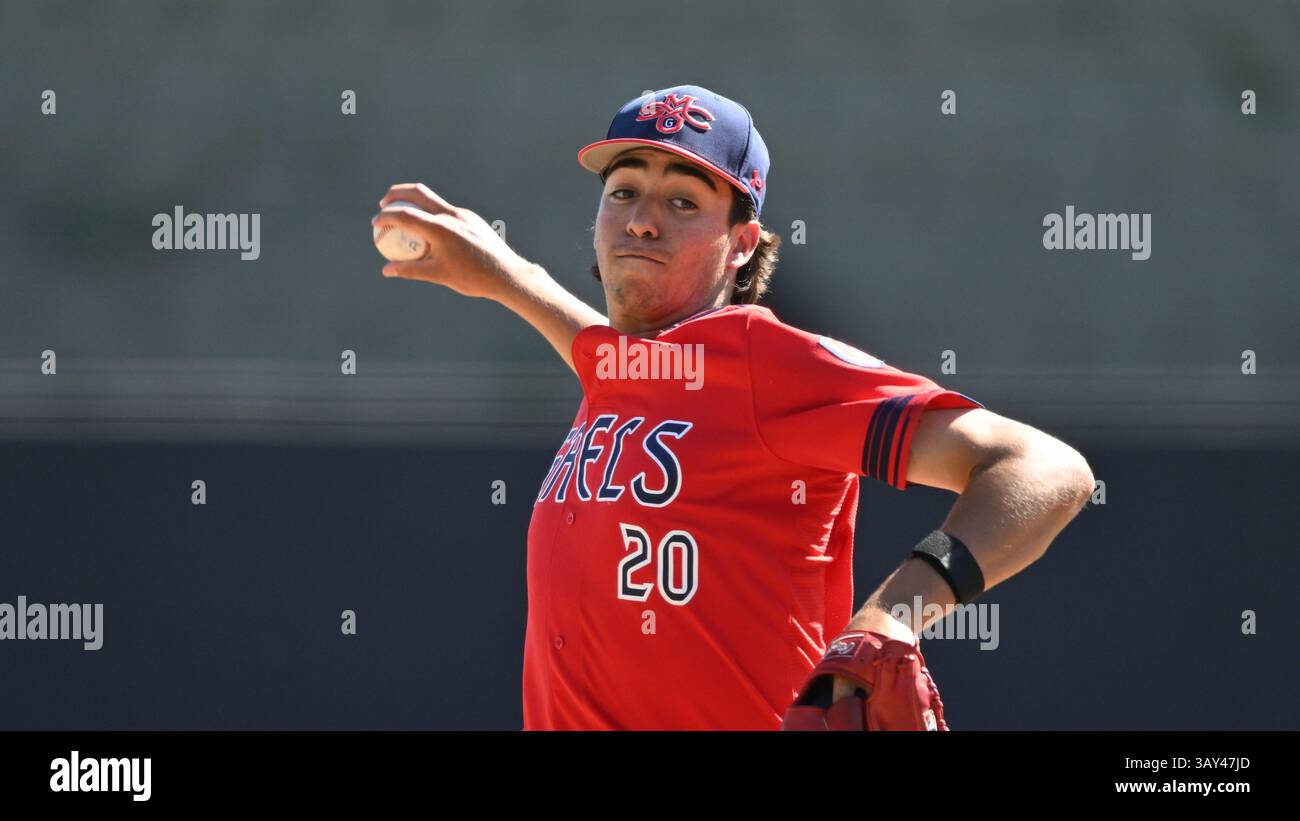 Saint Mary's pitcher Justin Santiago during an NCAA baseball game on ...