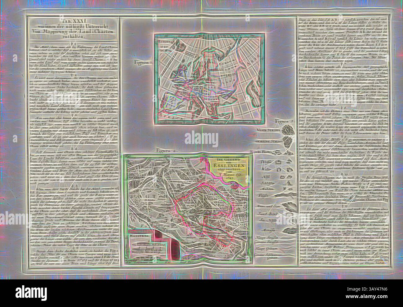 A detailed historical map featuring various geographical regions ...