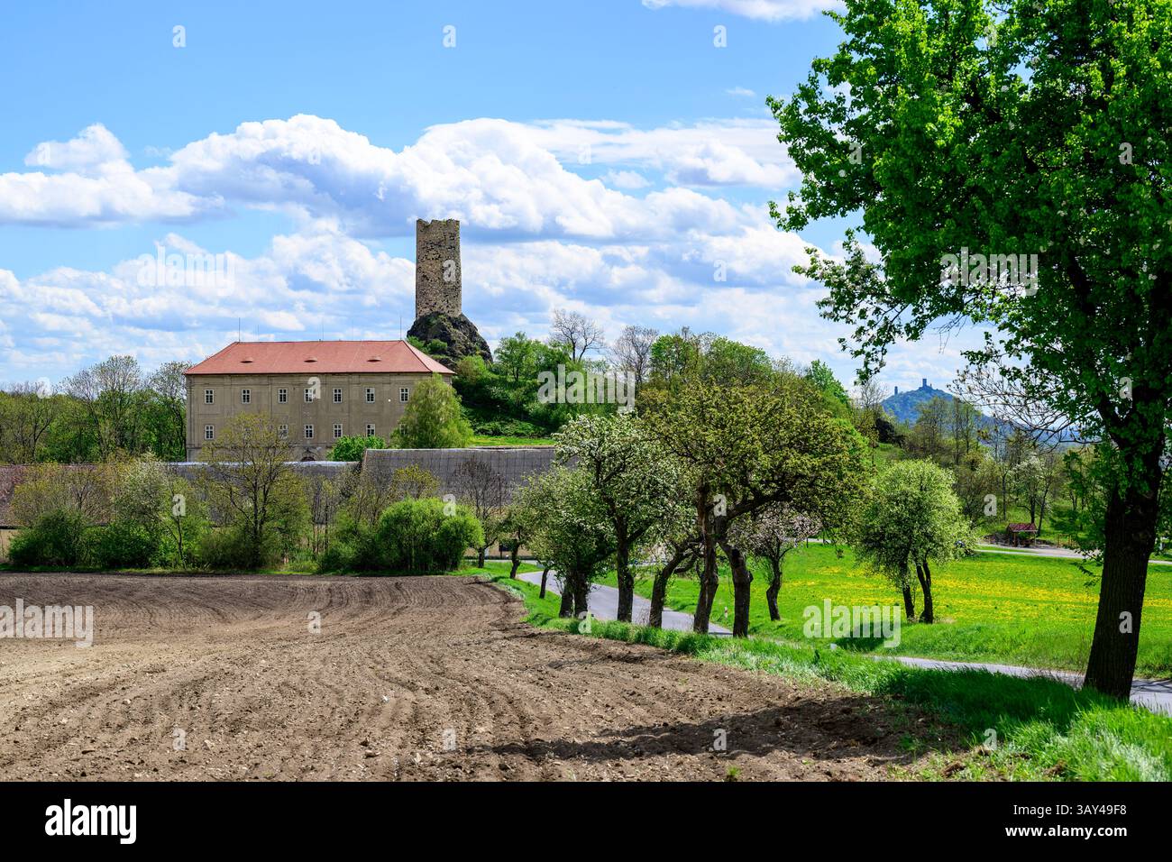 Vlastislav, Czech Republic. 22nd Apr, 2025. The Skalka Castle, the ...