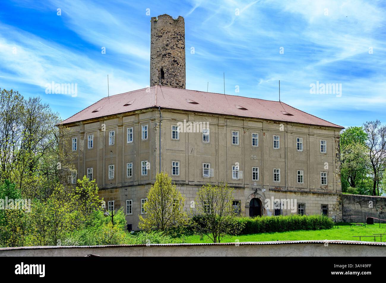 Vlastislav, Czech Republic. 22nd Apr, 2025. The Skalka Castle, the ...