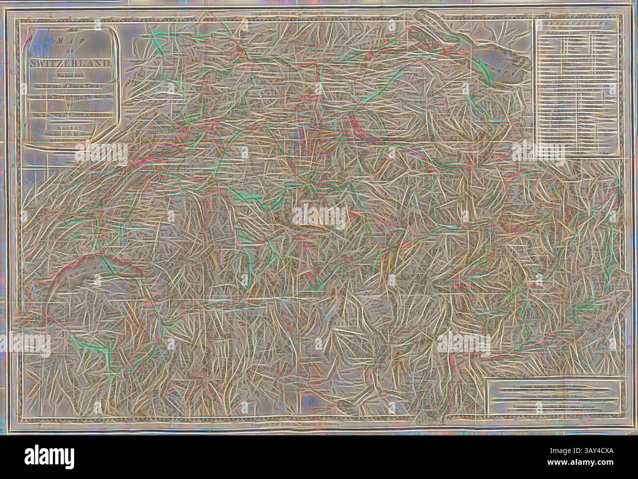 A detailed map featuring the geographical layout of Switzerland ...