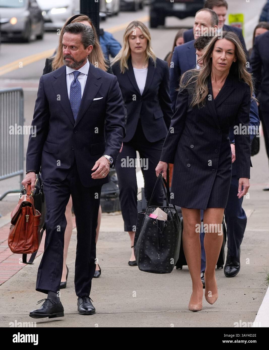 Karen Read arrives with her lead defense attorney Alan Jackson, left, for her trial at Norfolk ...