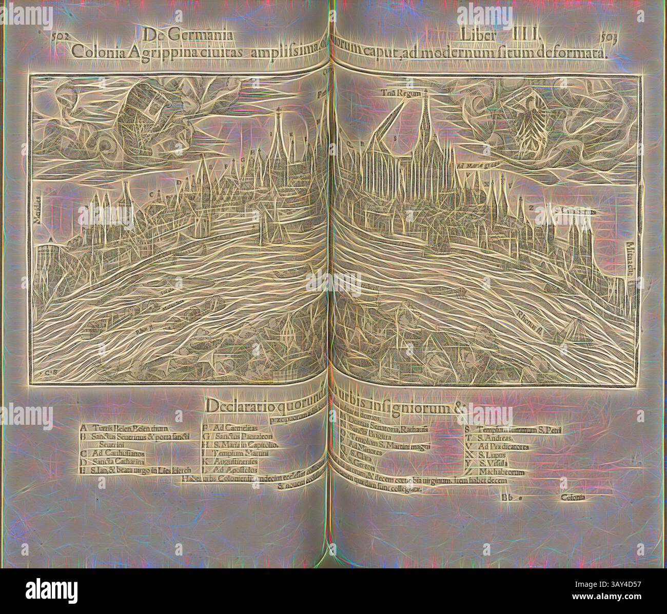 An intricate illustration depicting a detailed landscape with towering ...