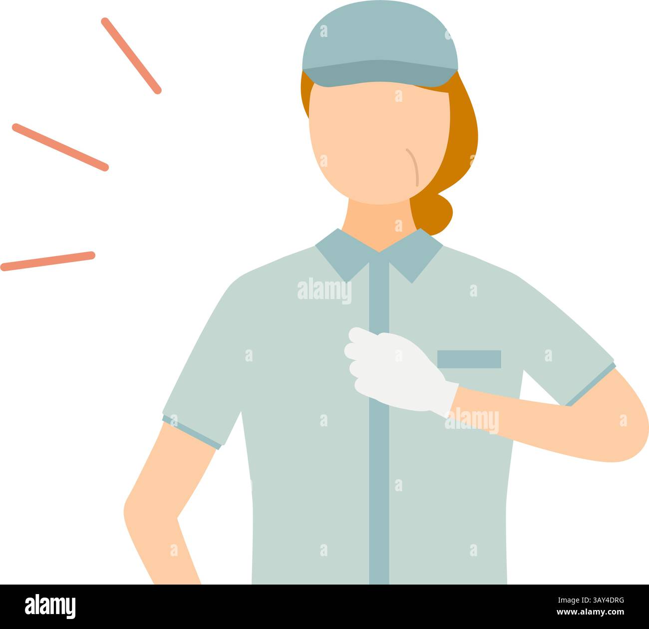 Simple illustration of a senior worker woman wearing a cap beat his ...
