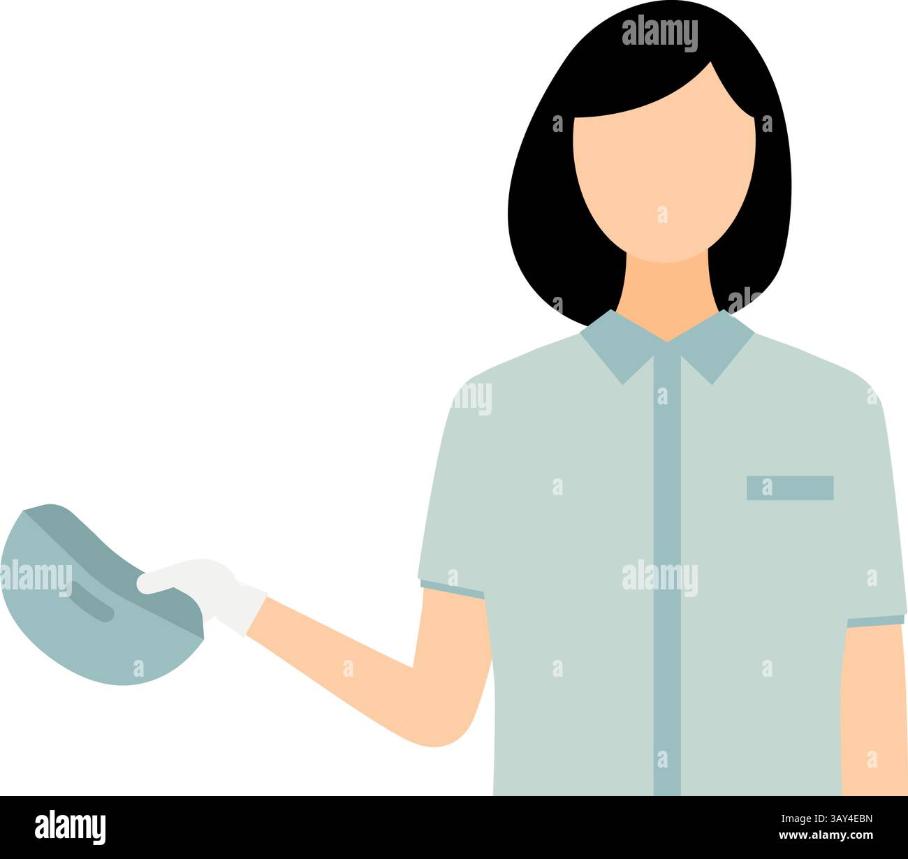 Simple illustration of a worker woman wearing a cap taking off his hat ...