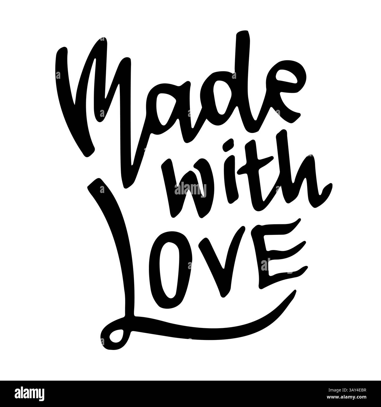 Made love lettering handwritten Black and White Stock Photos & Images ...