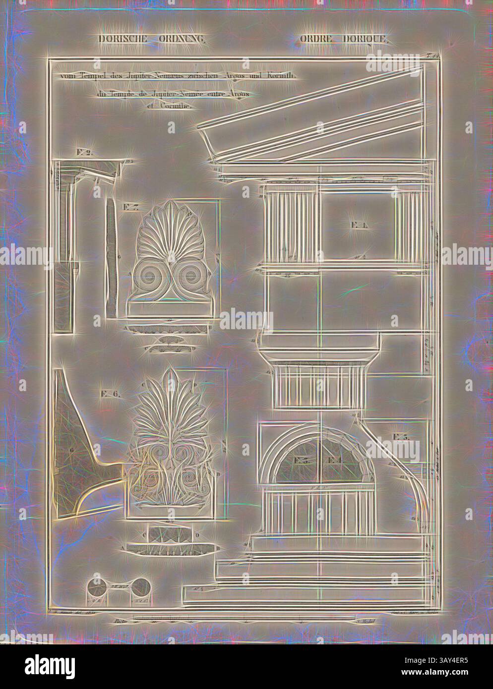 A detailed architectural drawing showcasing classical design elements ...