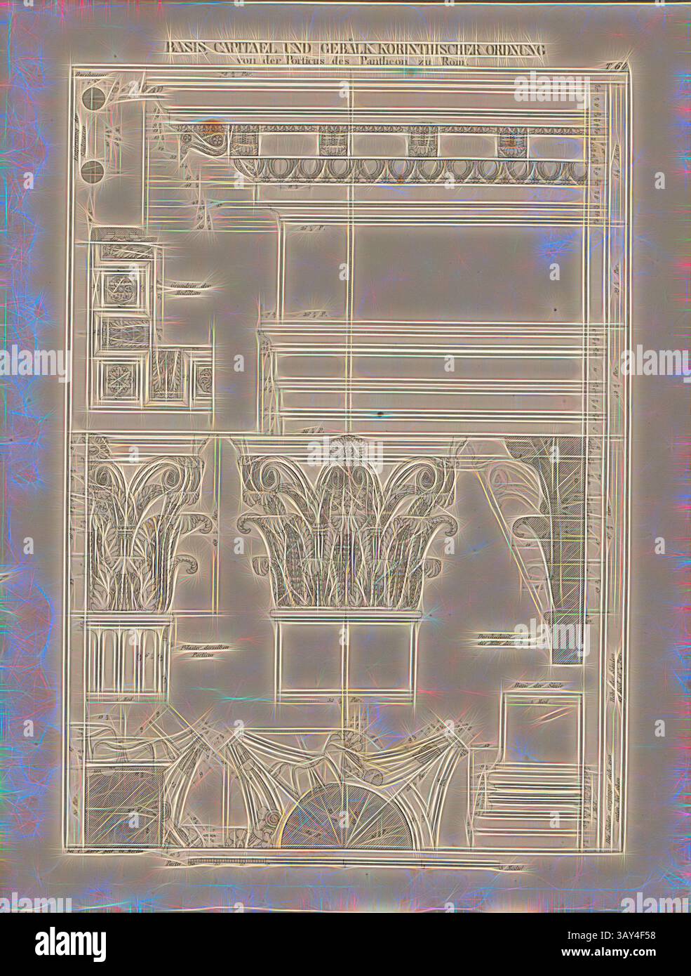 An intricate architectural design featuring detailed elements such as ...